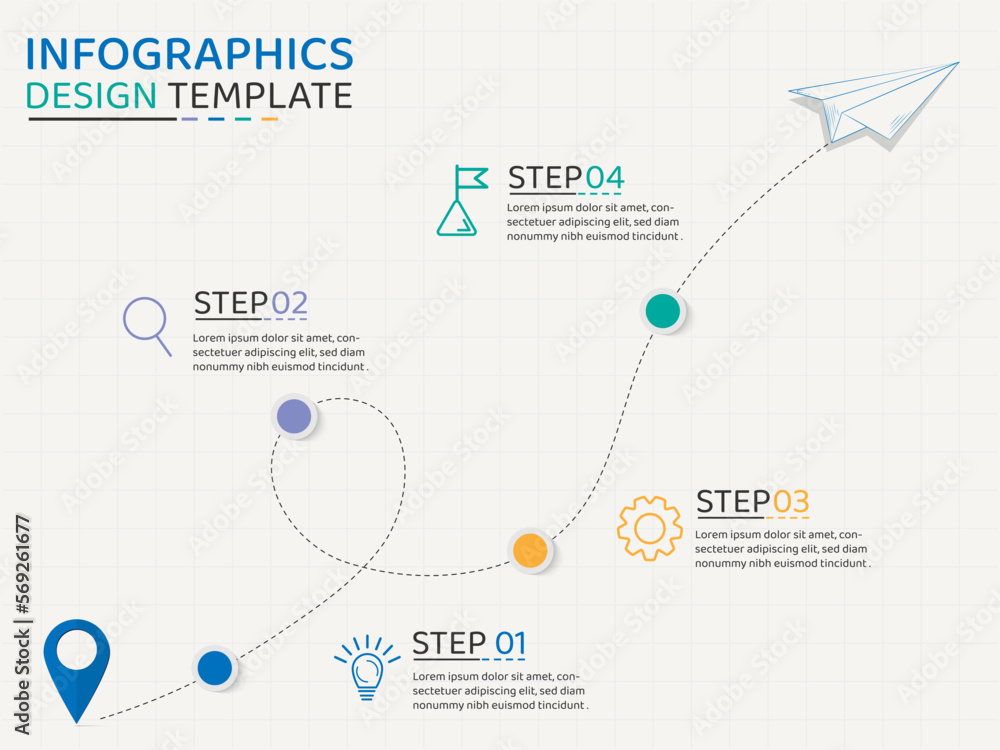 Infographic design template. Timeline concept with 4 options or steps ...