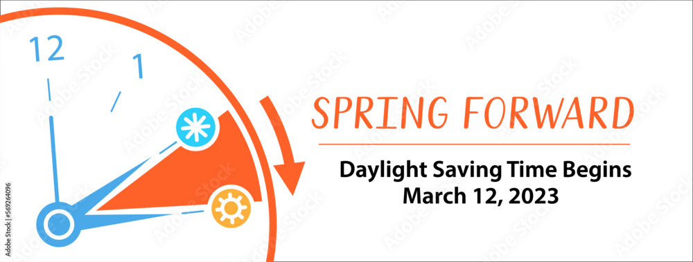 Spring Forward 2023. Daylight Saving Time Begins. Switch time from ...