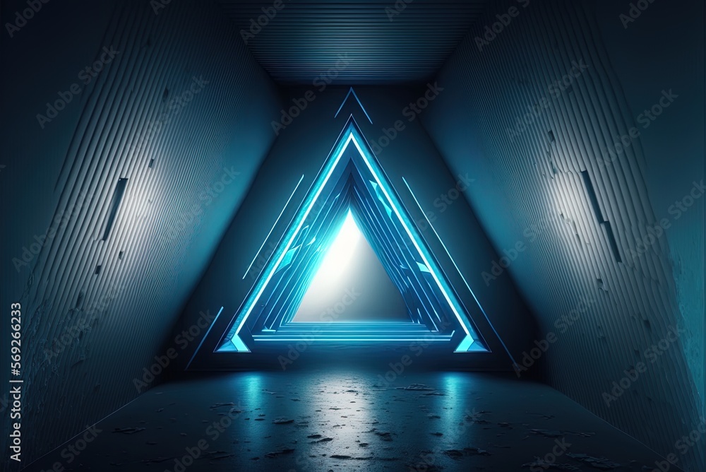 Aerial view of a futuristic spaceship's entry tunnel, with a triangular ...