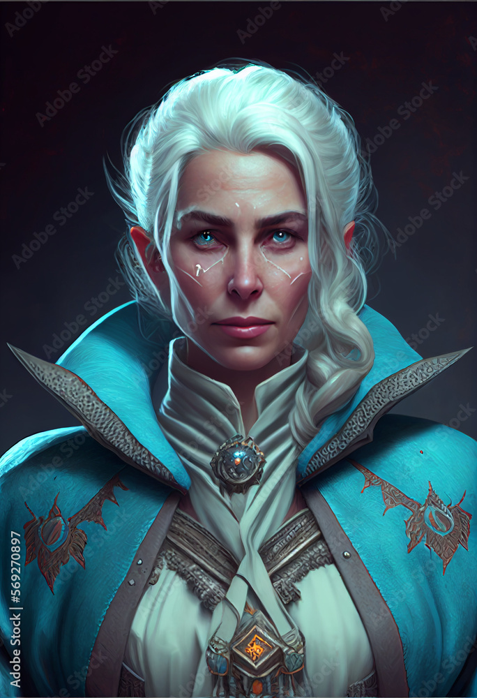 D&D High Elf character portrait for fantasy roleplay, rpg games etc ...