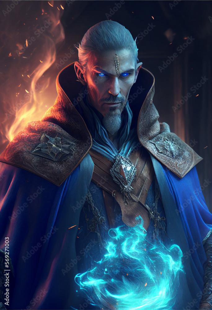 D&D High Elf character portrait for fantasy roleplay, rpg games etc ...