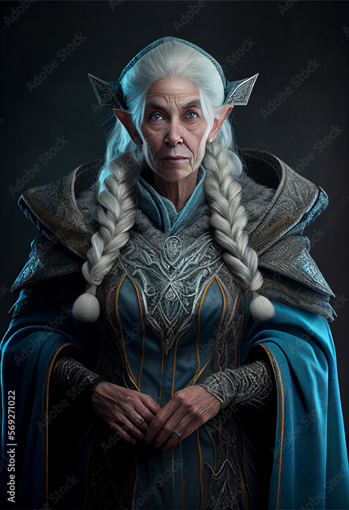 D&D High Elf character portrait for fantasy roleplay, rpg games etc ...