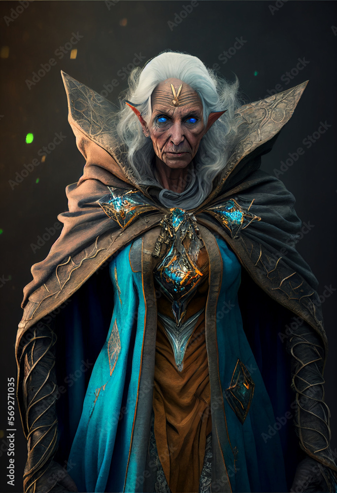 ภาพประกอบสต็อก D&D High Elf character portrait for fantasy roleplay ...