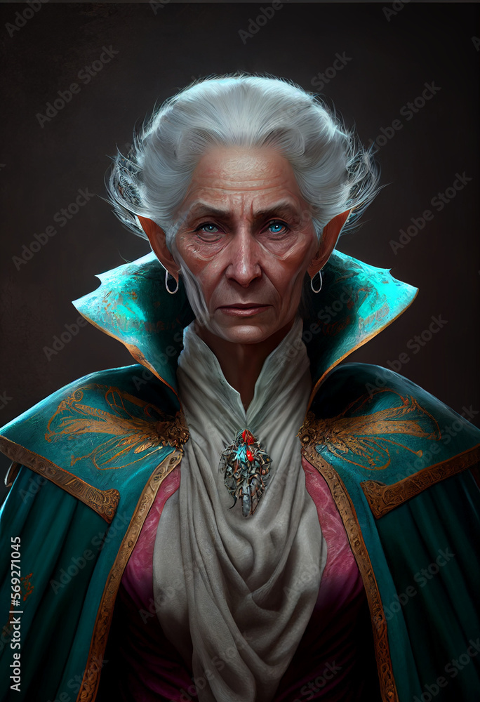D&D High Elf character portrait for fantasy roleplay, rpg games etc ...
