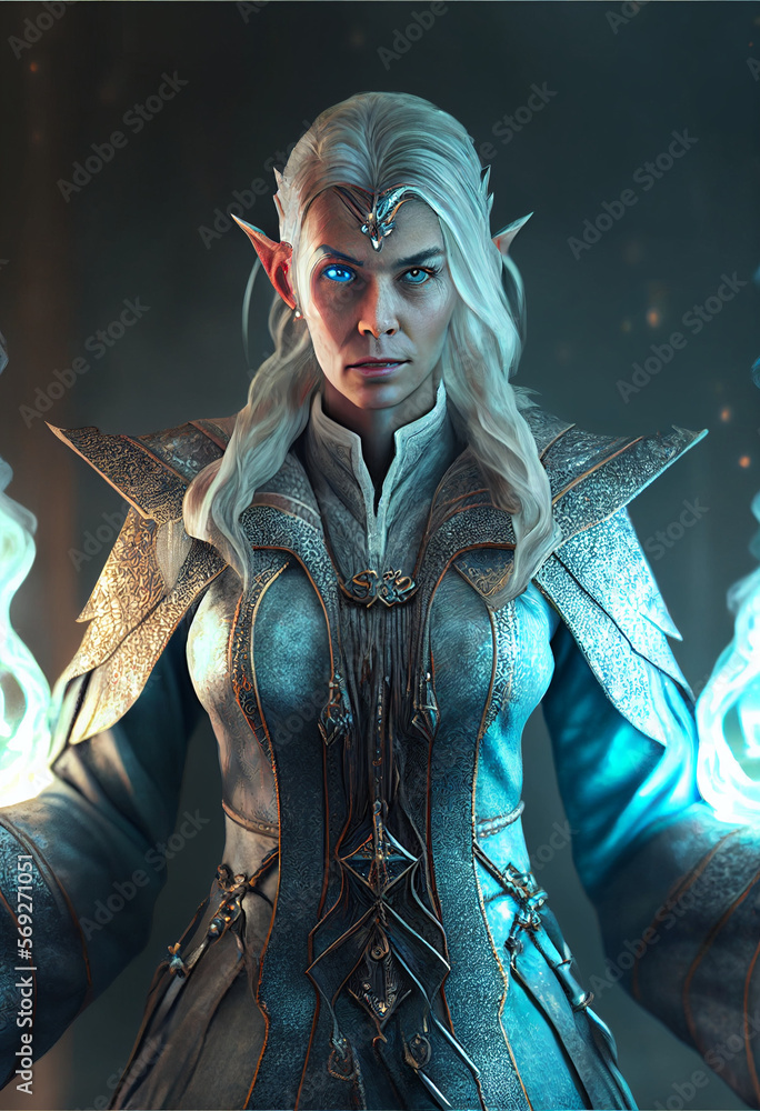 D&D High Elf character portrait for fantasy roleplay, rpg games etc ...