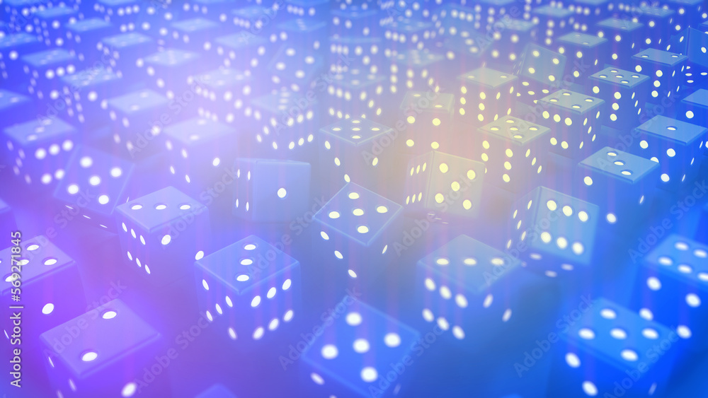 Blue gaming dices - gaming randomize concept - abstract 3D rendering ...