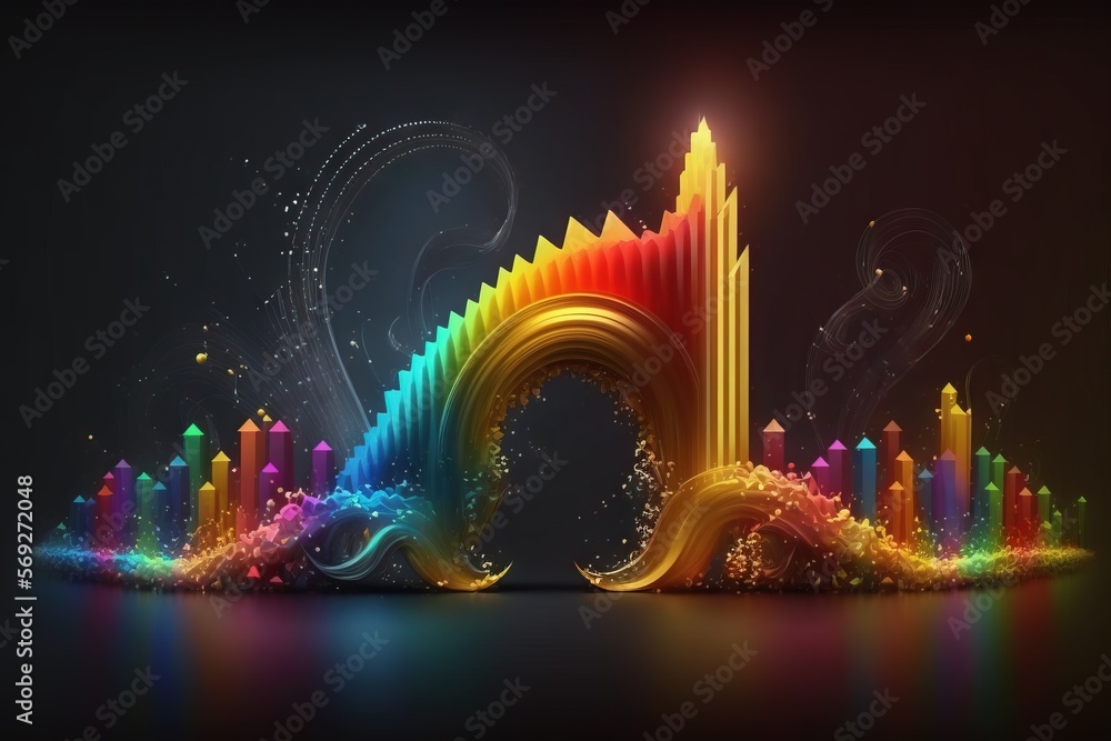 a rainbow colored building with a rainbow light coming out of the top ...