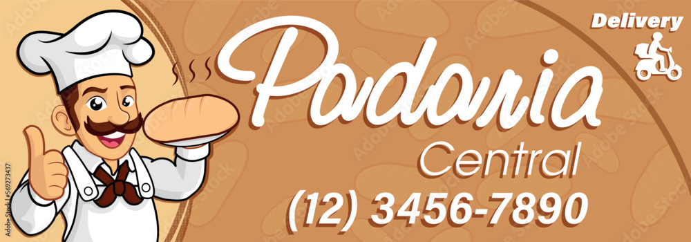 Banner Padaria Central Propaganda Stock Vector | Adobe Stock