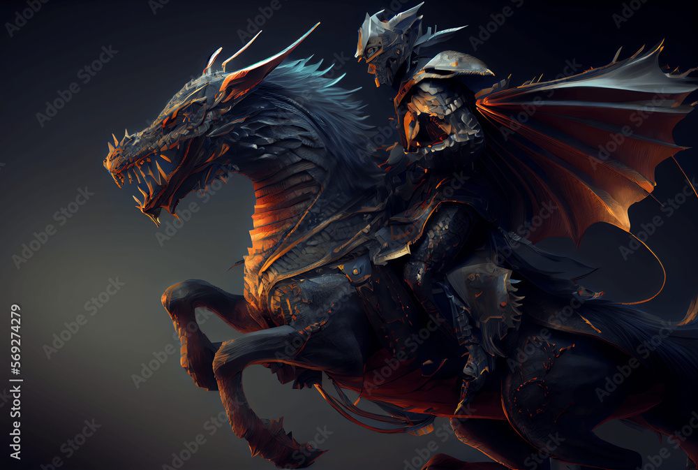 3d render, dragon rider, fantasy, epic, flying, mythical creature ...