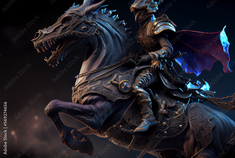 3d render, dragon rider, fantasy, epic, flying, mythical creature ...