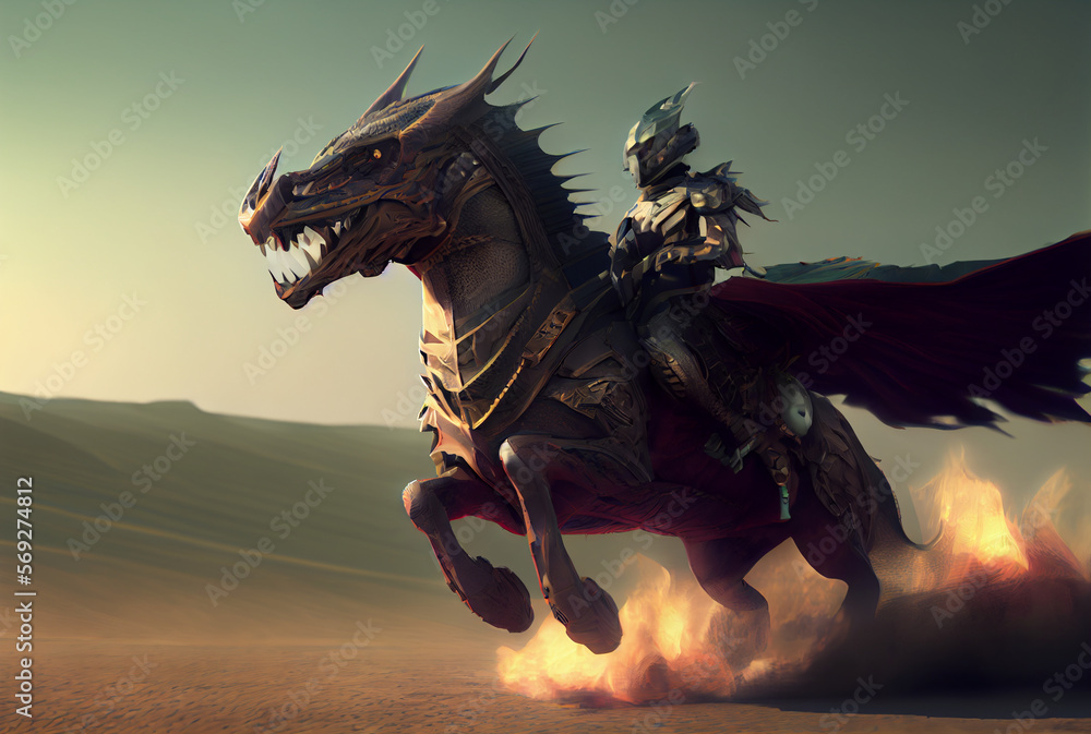 3d render, dragon rider, fantasy, epic, flying, mythical creature ...