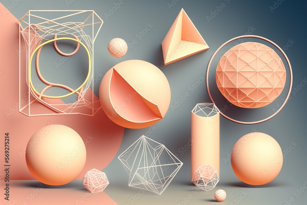 a group of different shapes and sizes on a blue and pink background ...