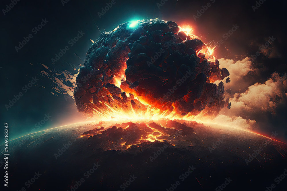 Ilustração do Stock: explosion of a planet in outer space from a ...
