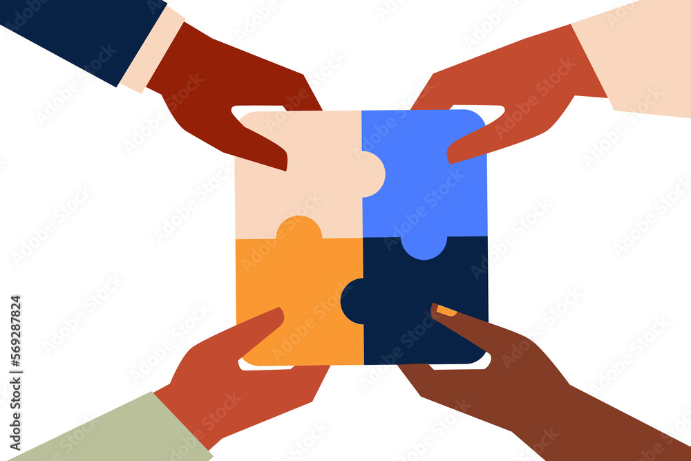 Hands of dark skinned group of people solving a problem. Concept of ...