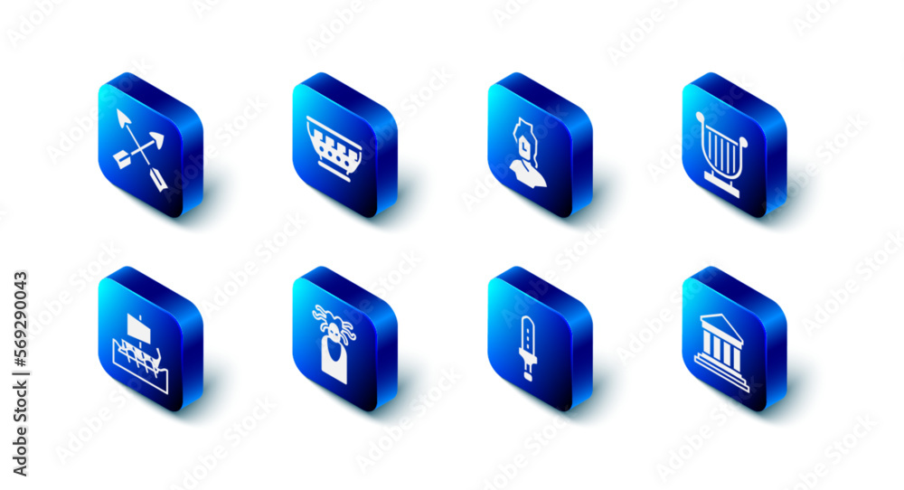 Set Greek ancient bowl, Ancient bust sculpture, lyre, Parthenon ...