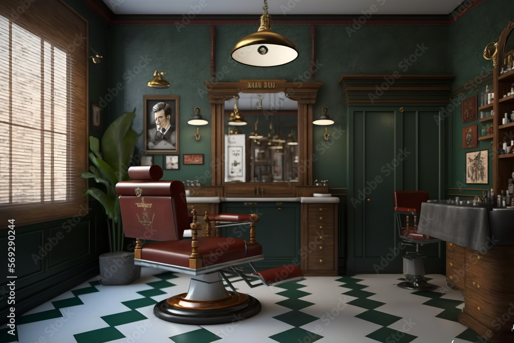 A vintage barbershop. With its rich color palette and timeless design ...