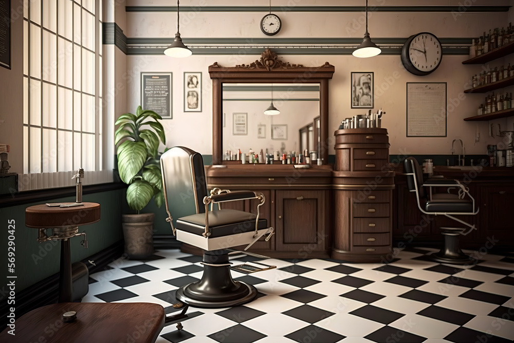 A vintage barbershop. With its rich color palette and timeless design ...