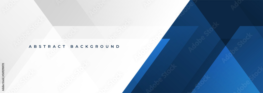 White and blue modern abstract wide banner with geometric shapes. Dark ...