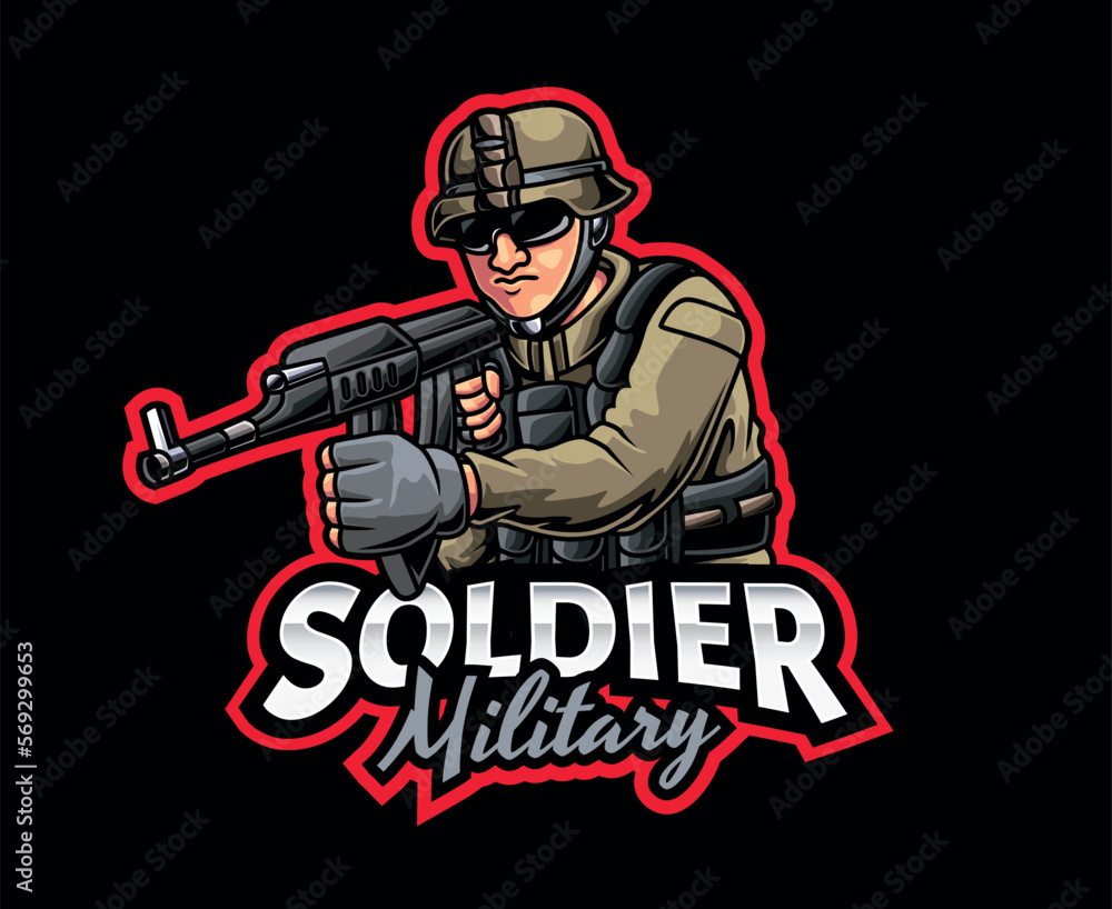 Soldier Mascot Logo Design. Brave Warrior Mascot Illustration, A ...