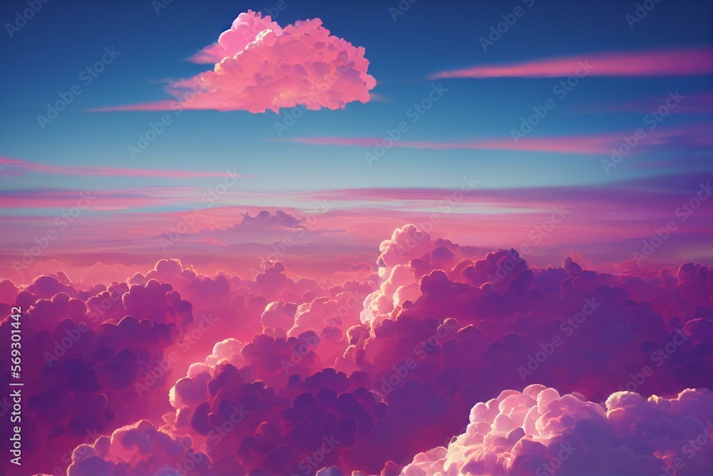 pink clouds, sky background. Generative AI Stock Illustration | Adobe Stock