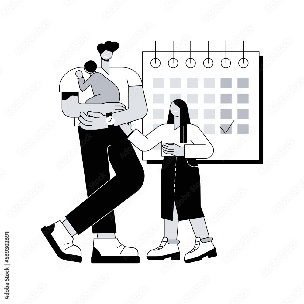 Paternity leave abstract concept vector illustration. Happy father ...