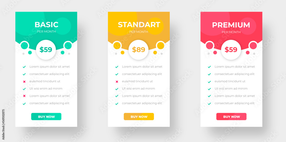 pricing table and pricing chart Price list vector template for web or ...