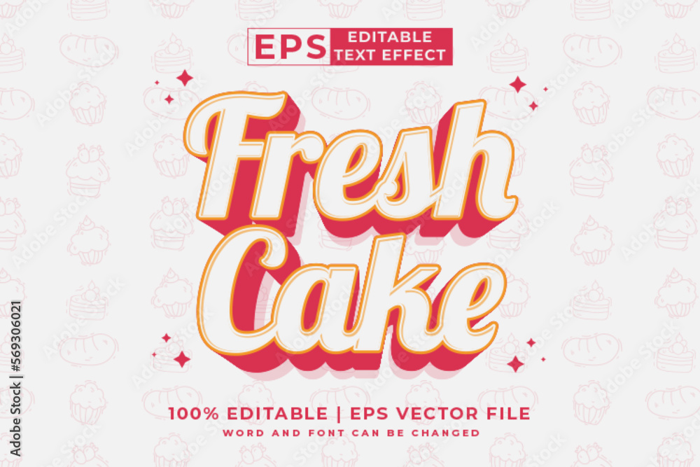 Editable text effect - Fresh Cake 3d Cartoon template style premium ...