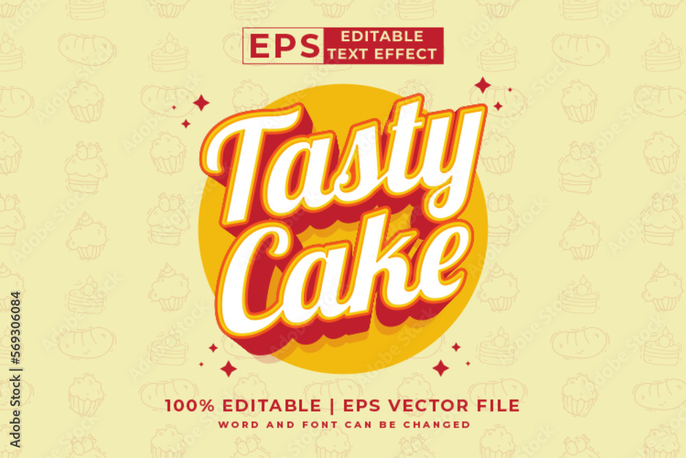 Editable text effect - Tasty Cake 3d Cartoon template style premium ...