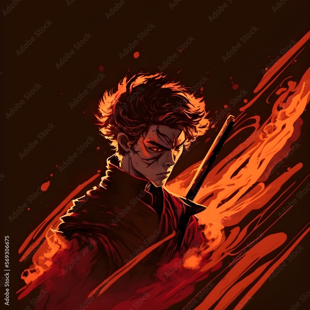 anakin mixed with zuko red lightsaber fire nation in the style of ...