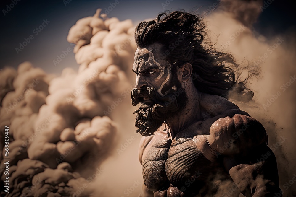 Hercules in Battle: Epic Cinematic Shots with Smoke Background Stock ...