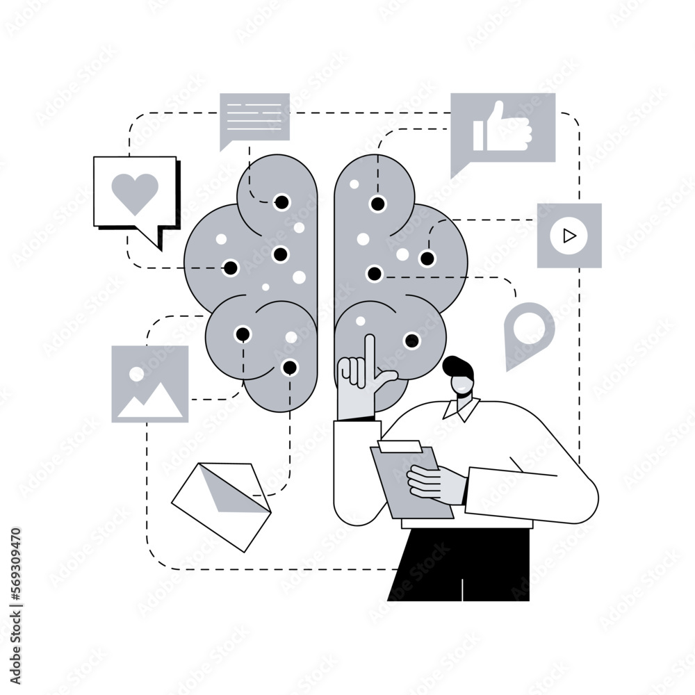 AI in social media abstract concept vector illustration. Social media ...
