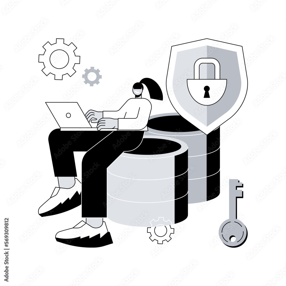 Cyber security data protection abstract concept vector illustration ...