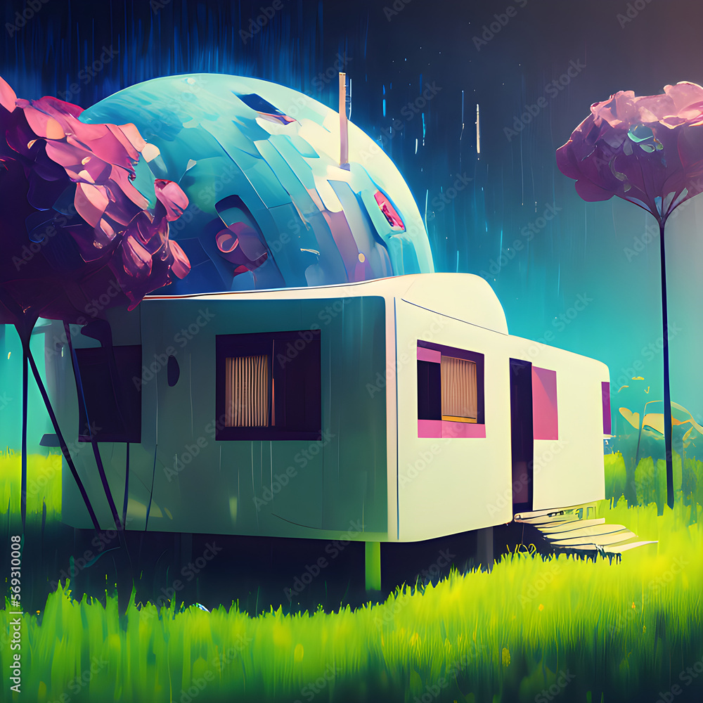 Prefab modular eco homes. Concept art for architecture design ...