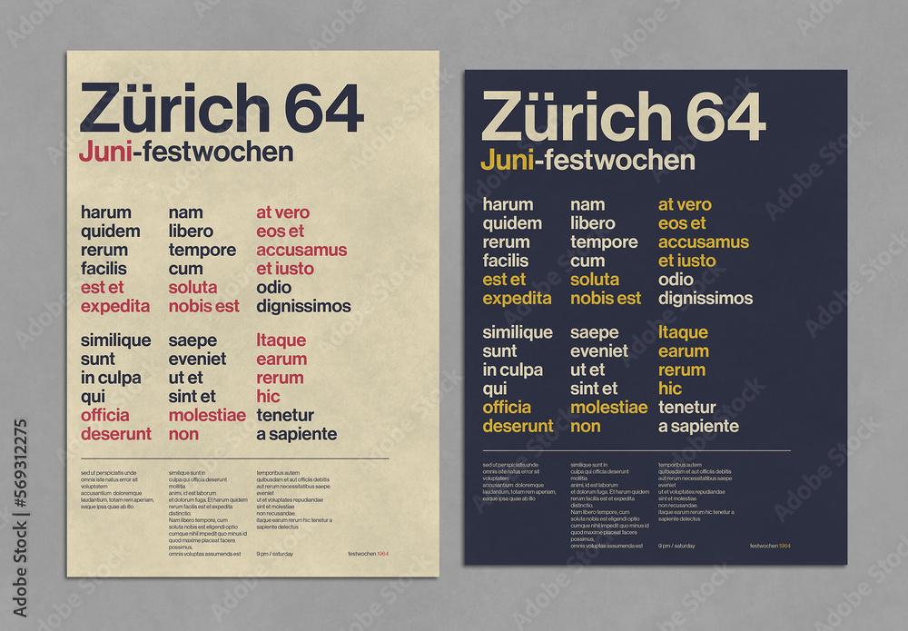 Vintage Swiss Poster Design layout with Classic Typography Stock ...