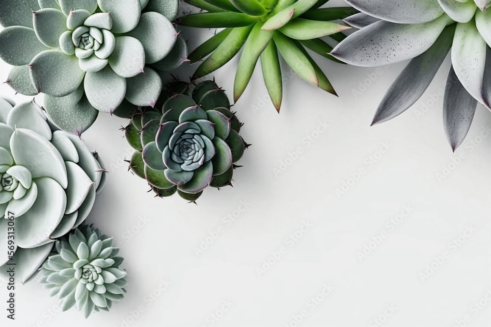 minimalist modern wallpaper with succulent plants on a white surface ...