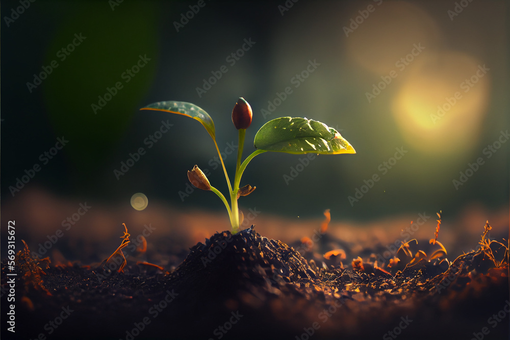 Poster Concept of agriculture, seed germination and transformation into ...