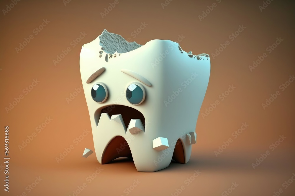 3D tooth decay, tooth fractures. Mouth and teeth health concept ...