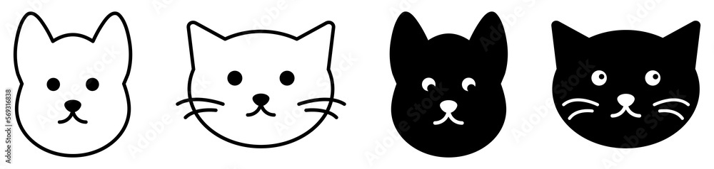 Cat and dog head icons. Simple pet face pictograms. Vector illustration ...
