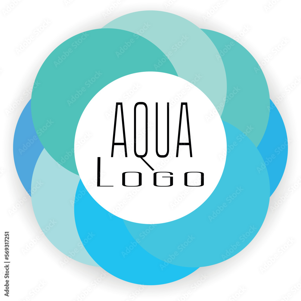 wreath of waves different shades of blue, water logo, drinking water ...