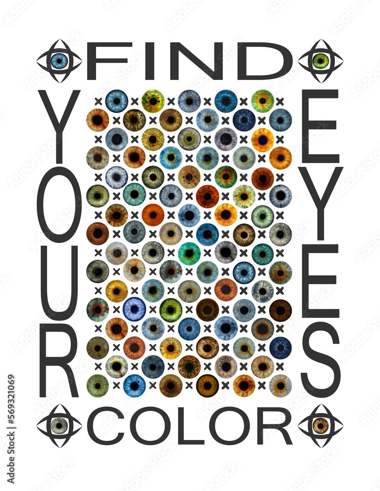 Eye colored iris texture.Find your eyes color t shirt print.Variations of human eyes.Colored ...