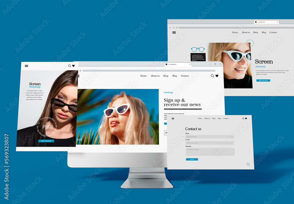 Laptop Website Screen Mockup Stock Template | Adobe Stock