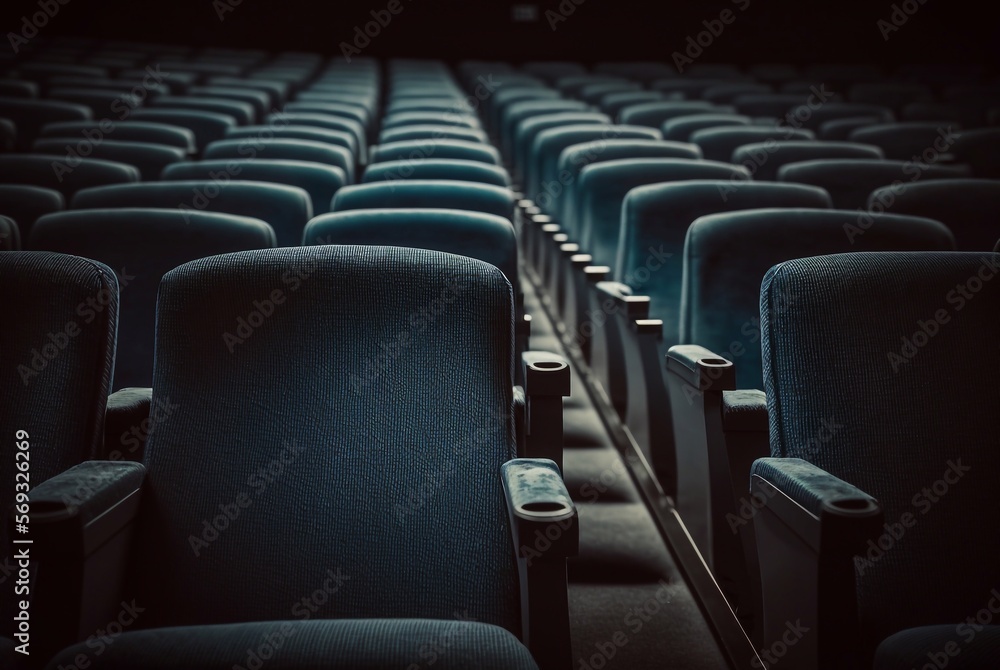 Rows of empty seats in a cinema or theatre Generative ai Stock Illustration | Adobe Stock