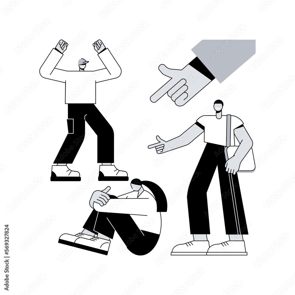 Violence at school abstract concept vector illustration. School gang ...