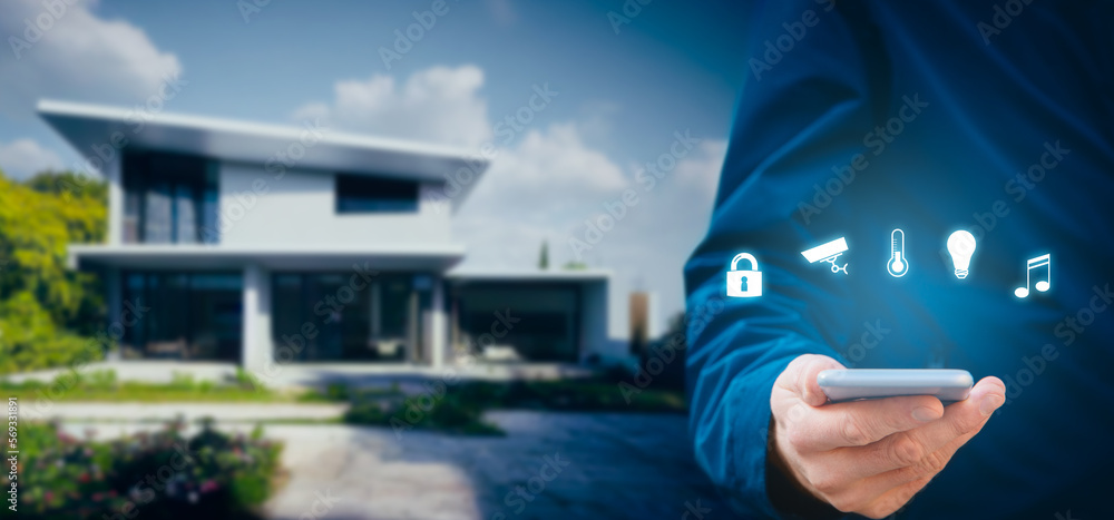 Smart home and intelligent house concept with generative AI modern ...