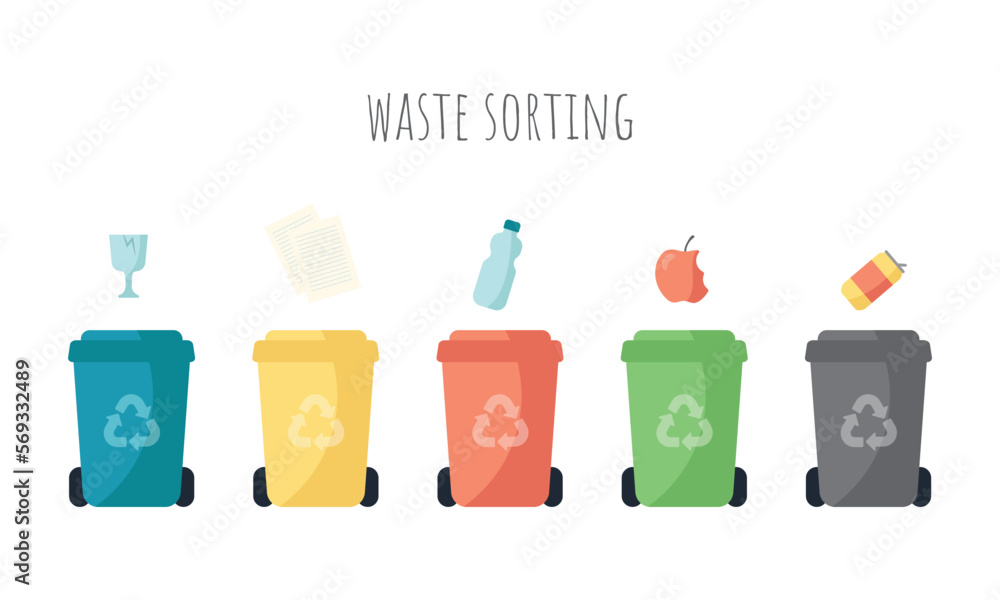 Garbage bins for sorting waste isolated on white background. Waste ...