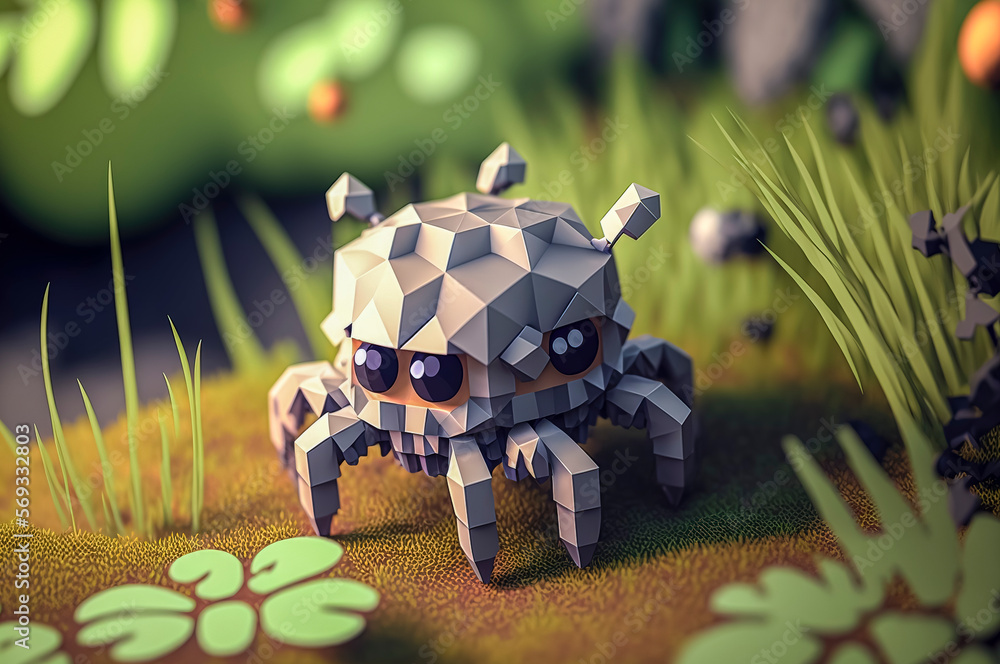 Octopus, animals made of 3d cubes, voxel illustration for video games ...