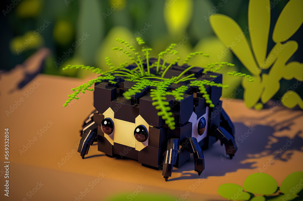 Spider, animals made of 3d cubes, voxel illustration for video games or ...