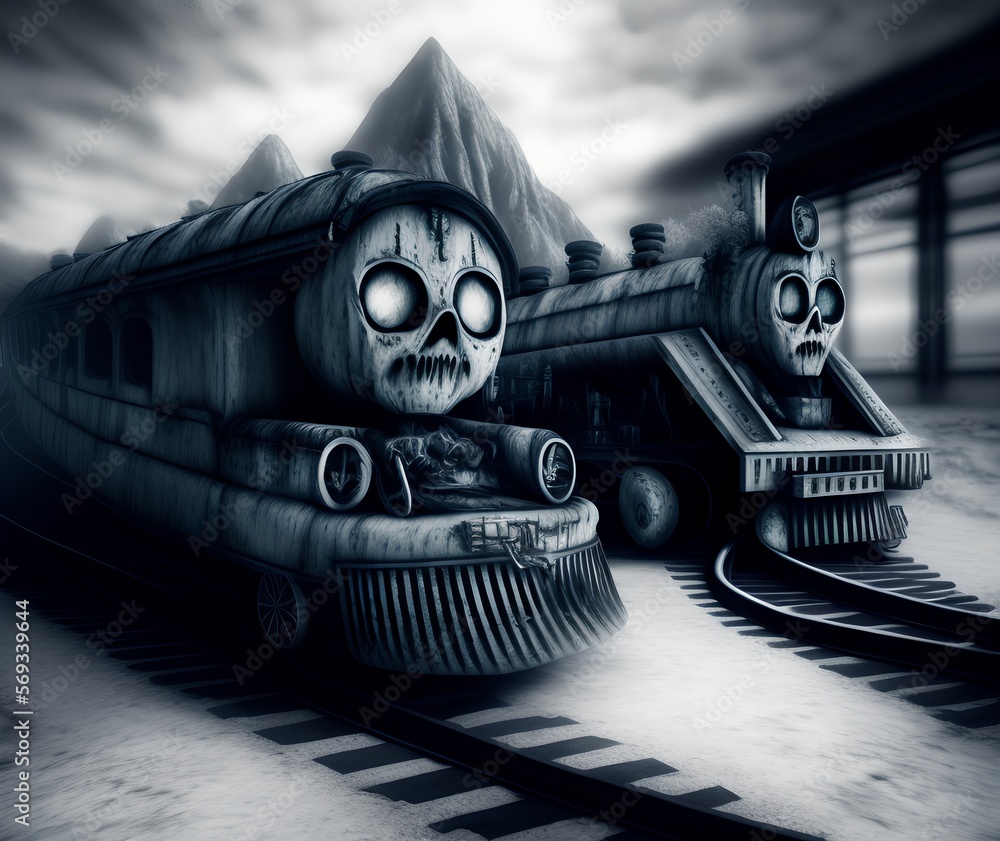 Ghost Train Lost in Jungle, Generative AI Illustration Stock ...