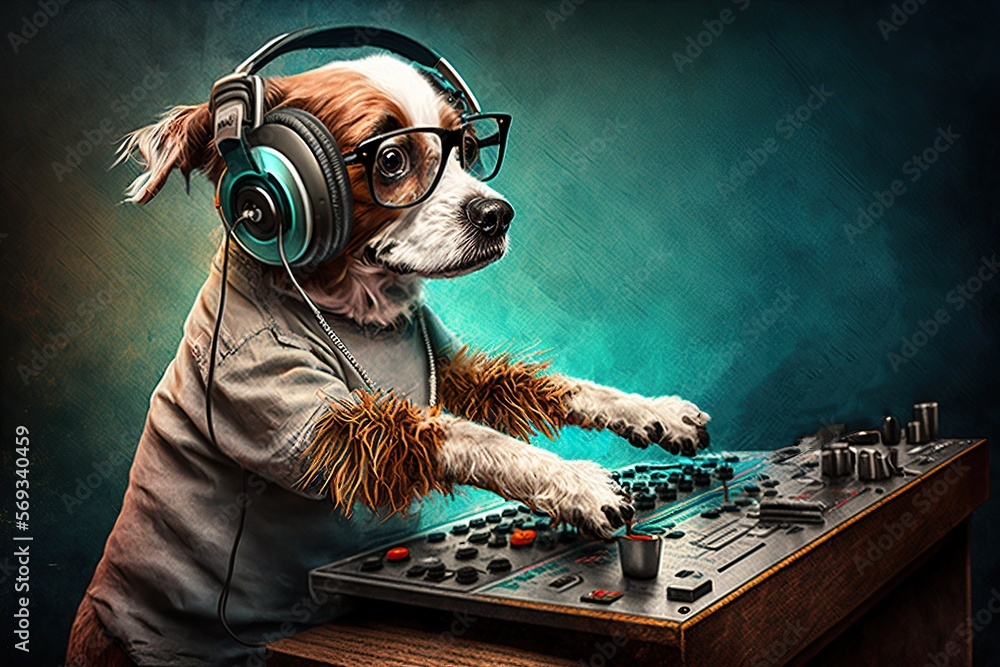 Dog disc jockey, concept of Music Appreciation and Dance Moves, created ...