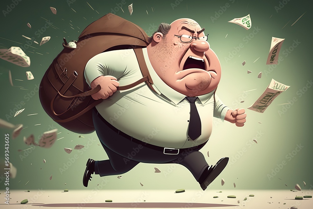 AI vector illustration of ugly fat male politician in suit with ...